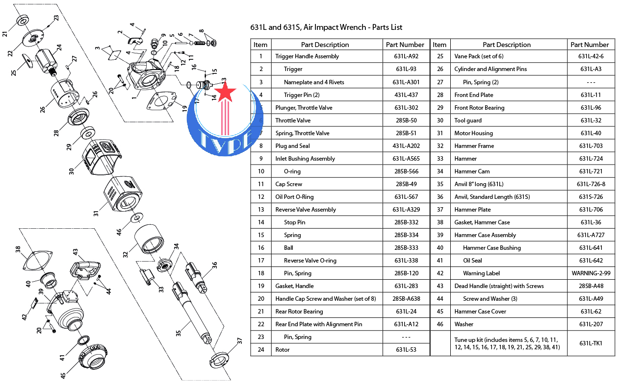 Súng vặn bu lông khí nén IR 631L hãng Ingersoll Rand-Hoa Kỳ